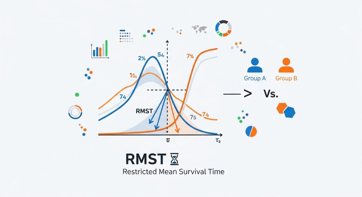 RMST（制限付き平均生存時間）の推定と群間比較を徹底解説する｜生物統計家への道